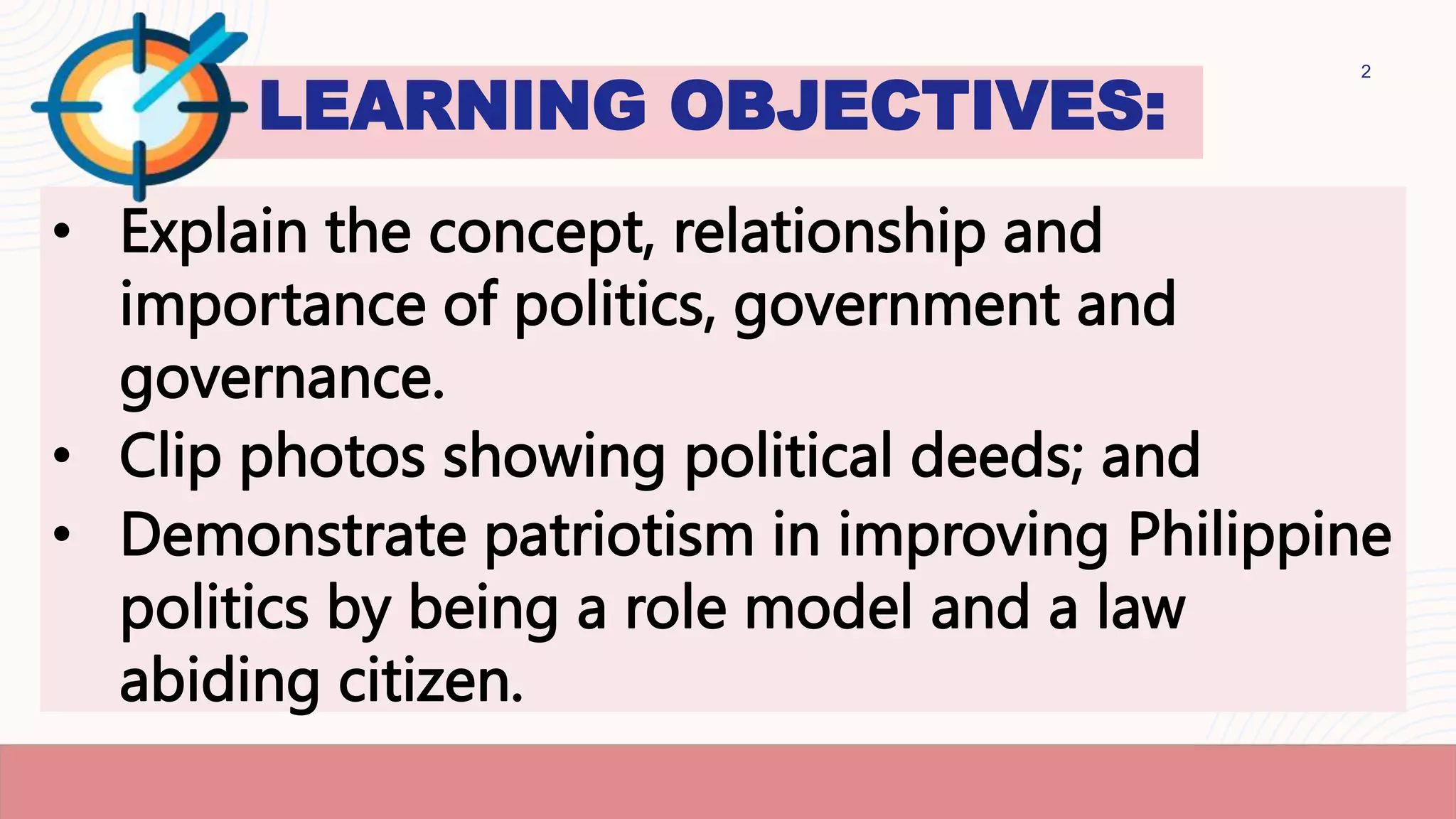 MEANING OF POLITICS, GOVERNMENT AND GOVERNANCE.pptx
