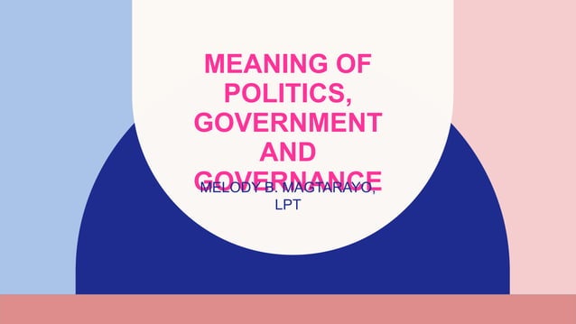 MEANING OF POLITICS, GOVERNMENT AND GOVERNANCE.pptx | Civic affairs ...