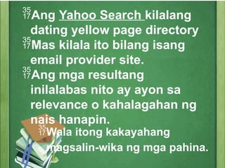Paggamit ng Advanced Features ng Isang Search Engine sa Pangangalap ng ...