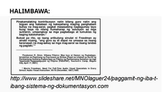 PAGGAWA NG DOKUMENTASYON MODYUL 1 PAGBASA AT PAGSUSURI.pptx