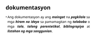 PAGGAWA NG DOKUMENTASYON MODYUL 1 PAGBASA AT PAGSUSURI.pptx