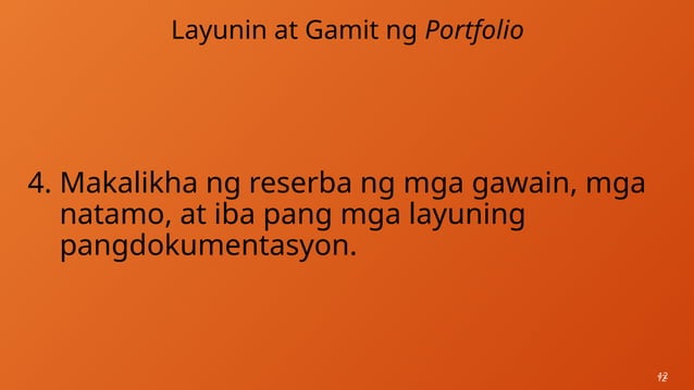 Paggawa ng Portfolio.fILIPINO SA PILING LARANG AKADpptx | PPTX