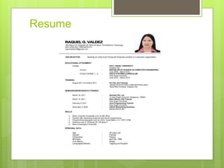 Paggawa ng resume week 6 pfpl | PPTX