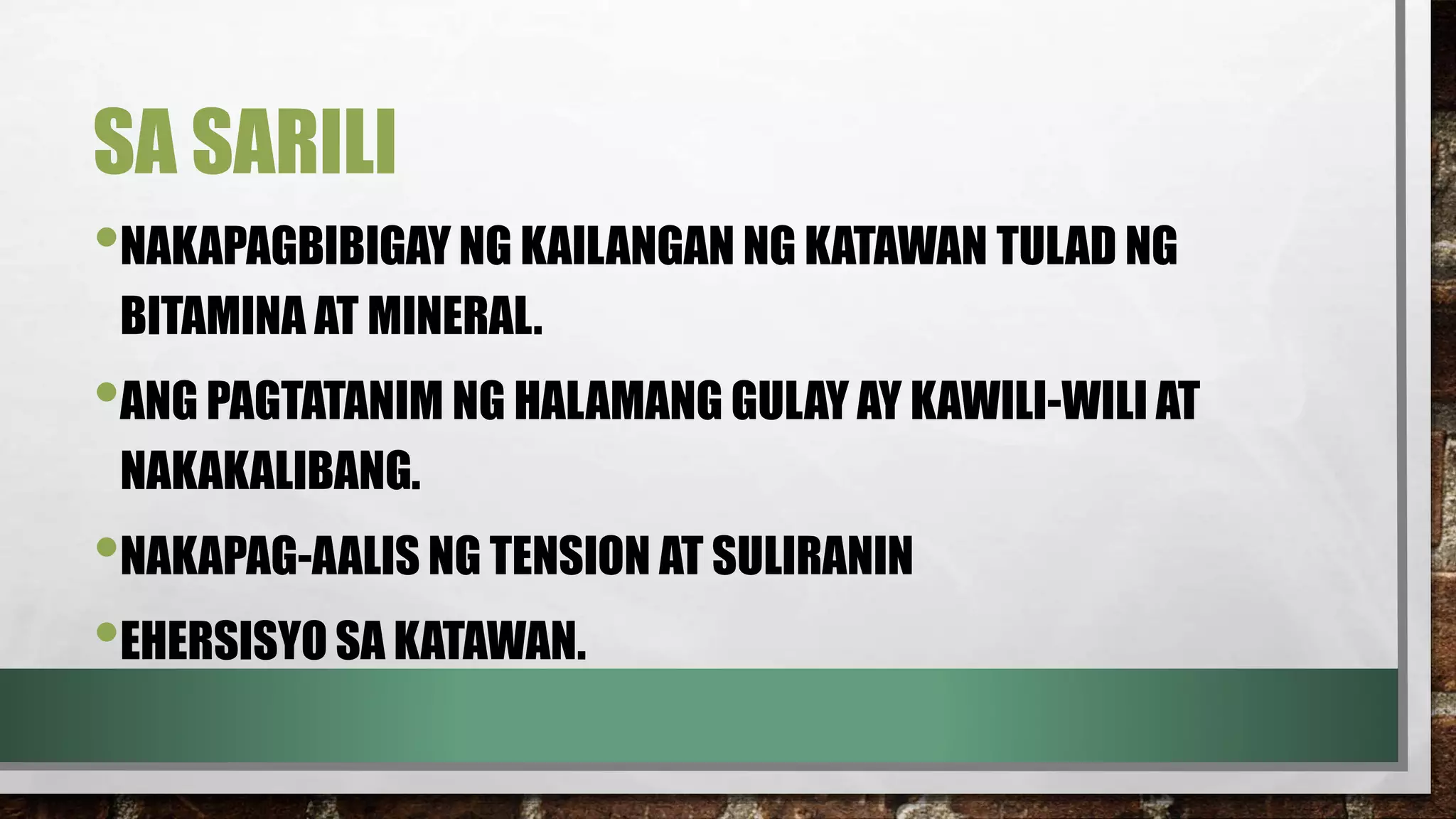 Paghahalaman: Mga Kapakinabangan sa Pagtatanim ng Halamang Gulay | PPTX