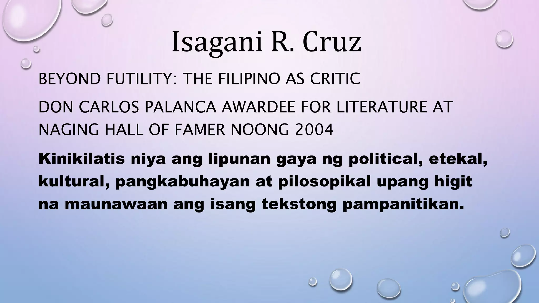 Paghahambing sa-mga-kilalang-kritiko-sa-pilipinas | PPTX
