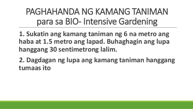 Paghahanda ng plot o taniman gamit ang bio intensive Paghahanda ng plot o taniman gamit ang bio intensive