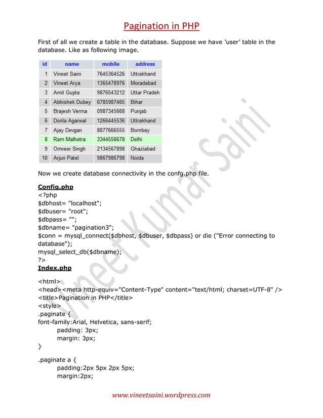 Pagination in PHP | PDF