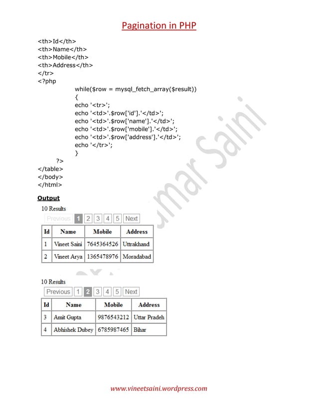 Pagination in PHP | PDF