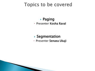 Paging and segmentation | PPTX