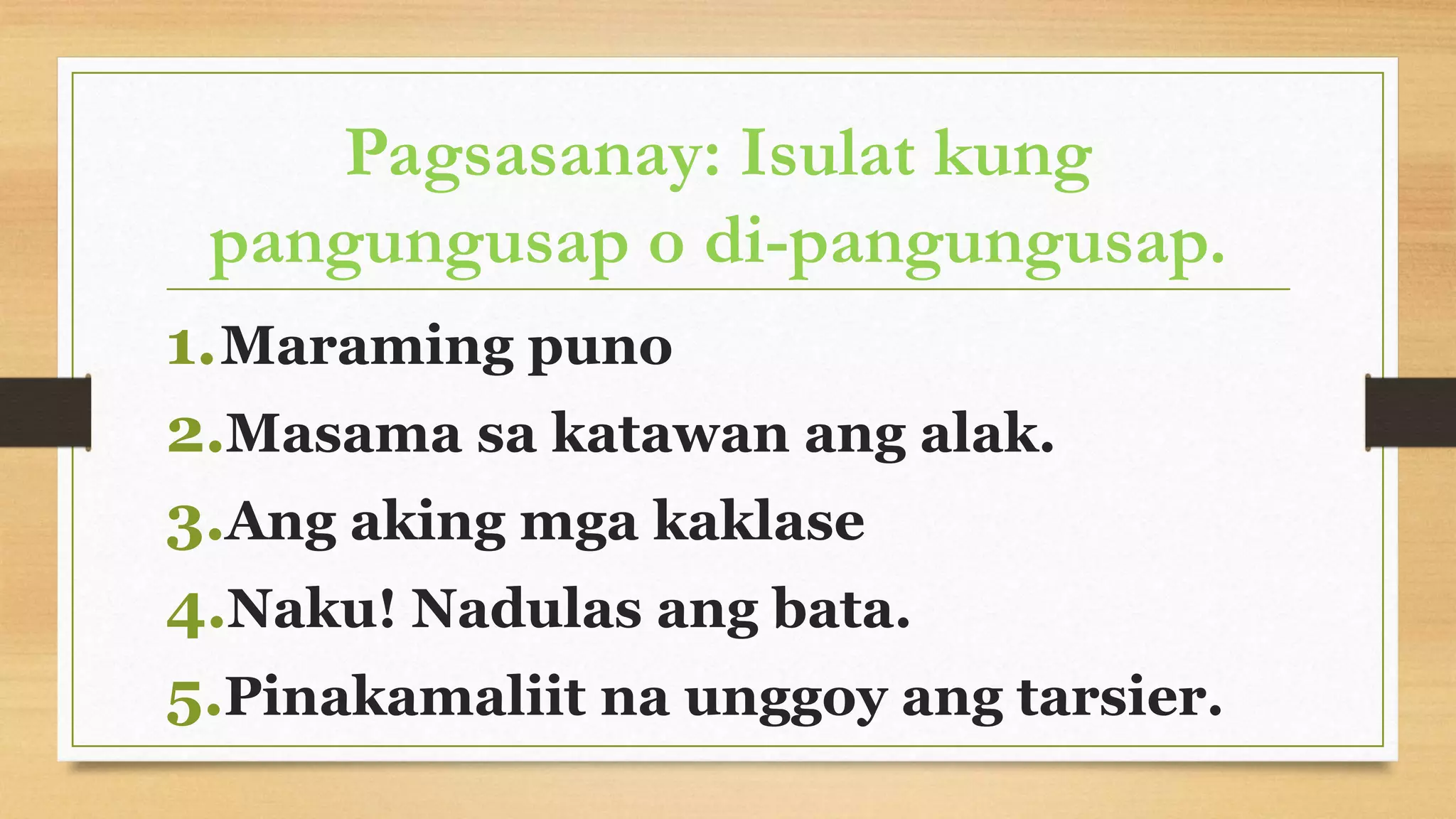 Pagkakaiba ng Pangungusap at Di-pangungusap | PPTX