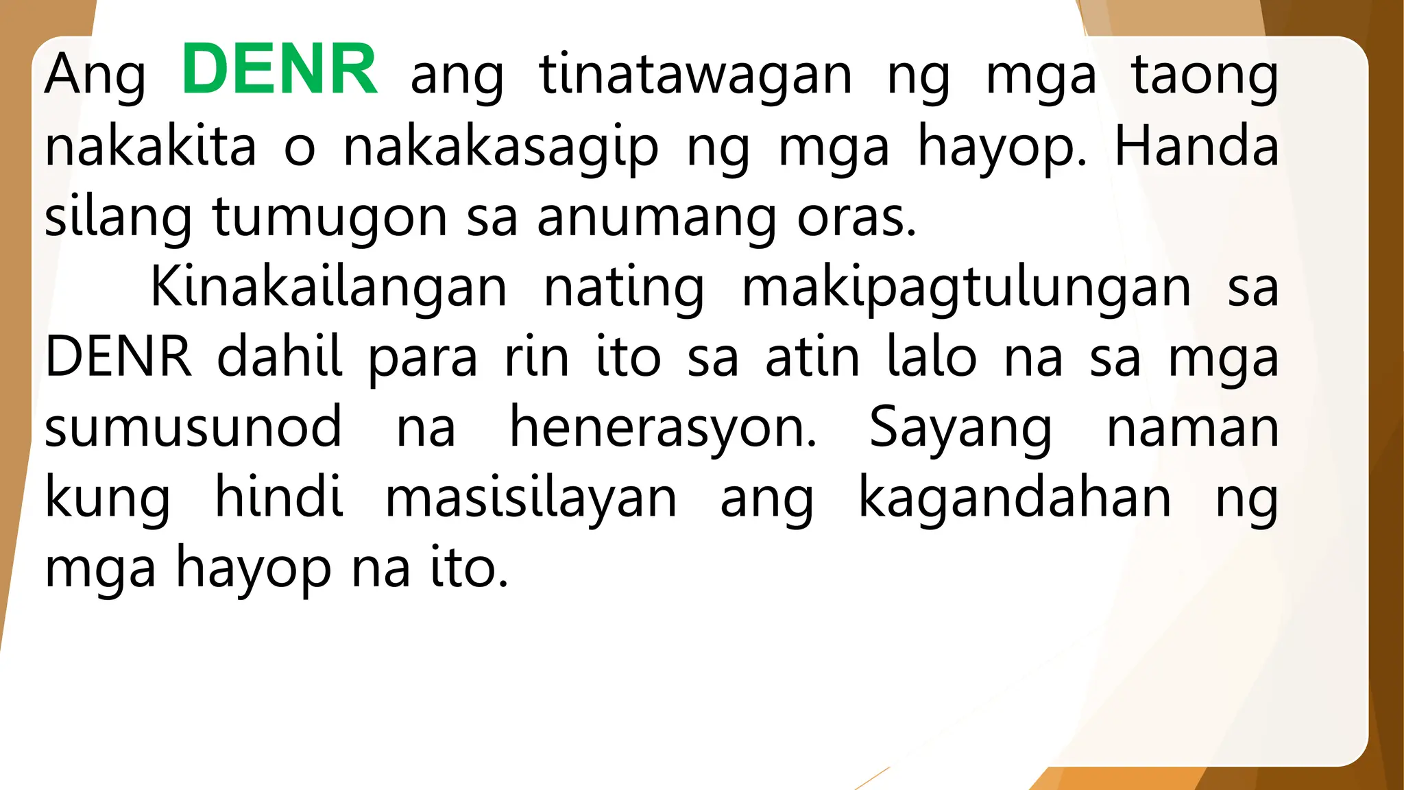 Pagkalinga sa mga Hayop na Ligaw o Endangered Species PPT.pptx