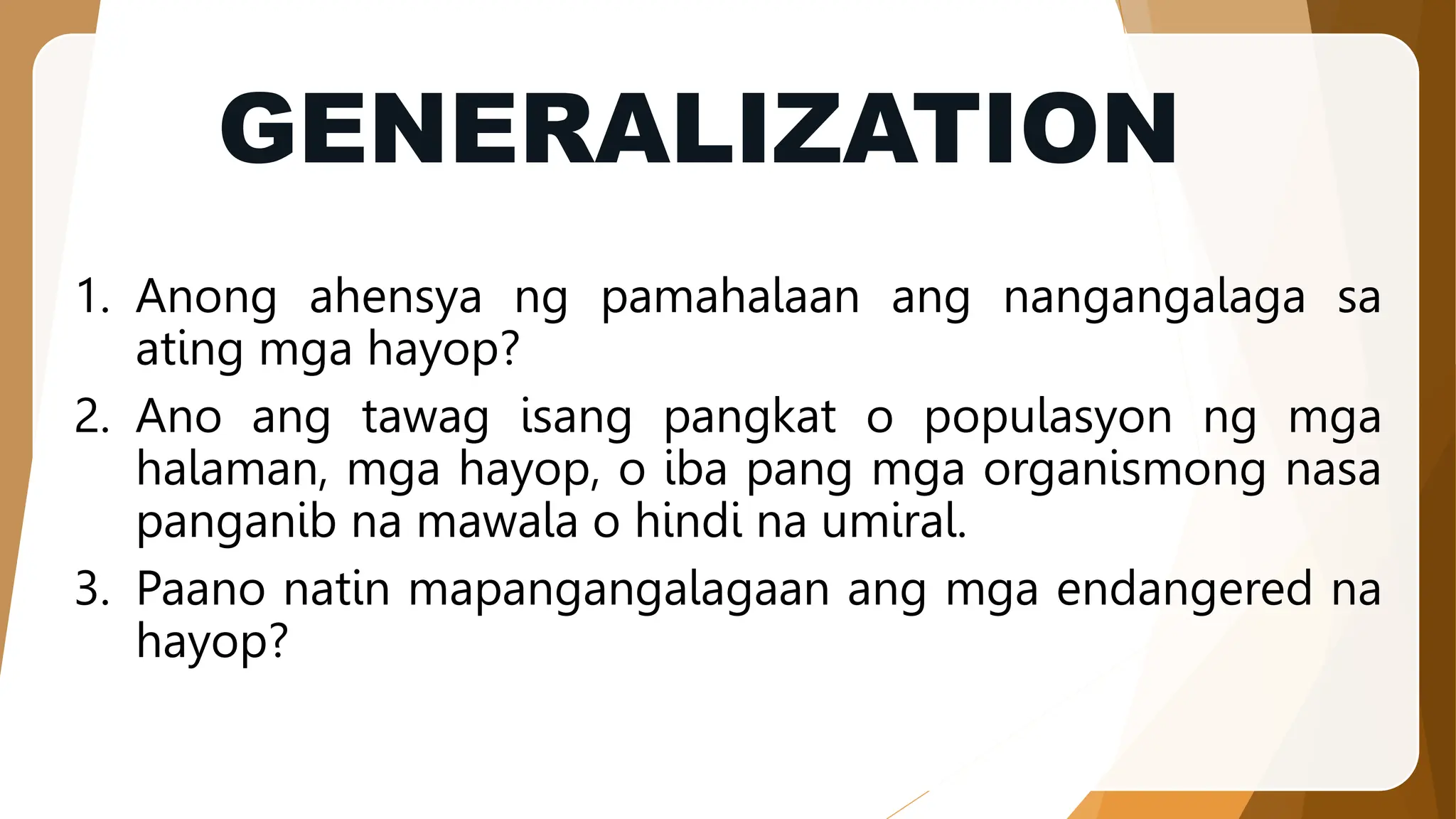 Pagkalinga sa mga Hayop na Ligaw o Endangered Species PPT.pptx