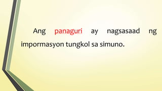 Pagkilala sa Simuno at Panaguri | PPTX