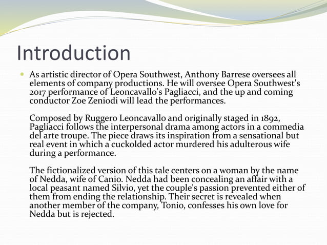 Pagliacci - Summary of an Opera | PPT