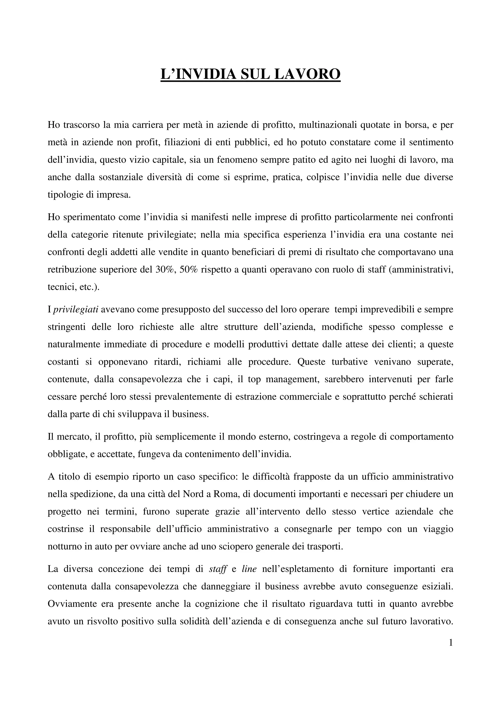 L’INVIDIA SUL LAVORO | PDF