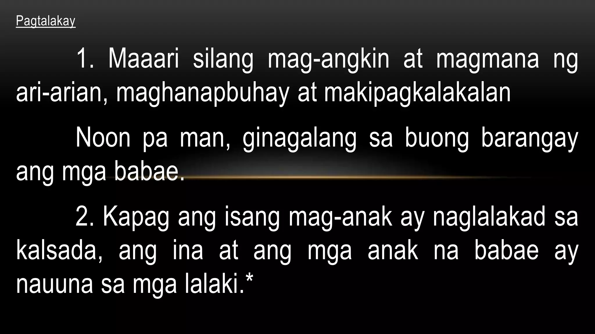 Pagpapahalaga sa mga kababaihan | PPTX