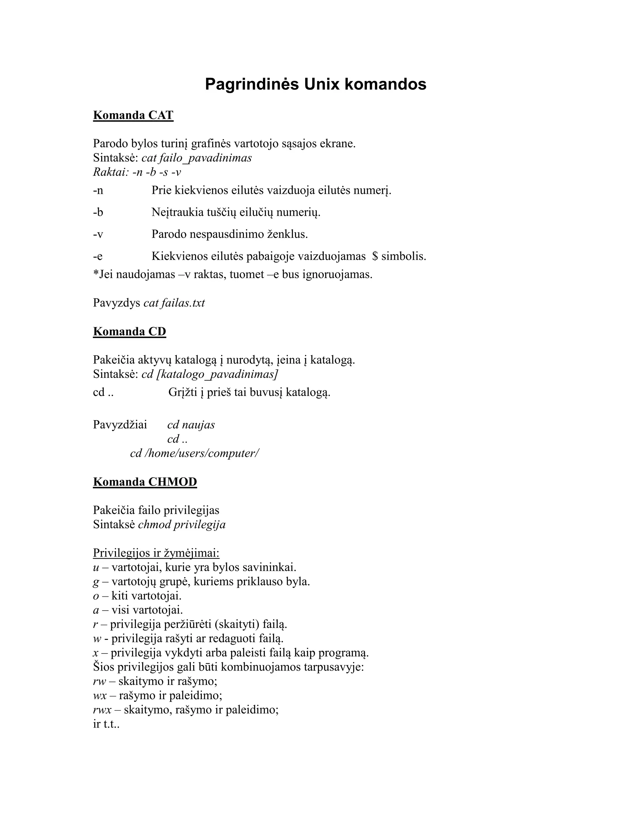 Pagrindines unix tinklo ir pagrkomandos | PDF