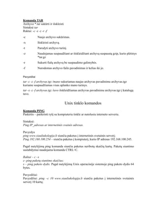 Pagrindines unix tinklo ir pagrkomandos | PDF