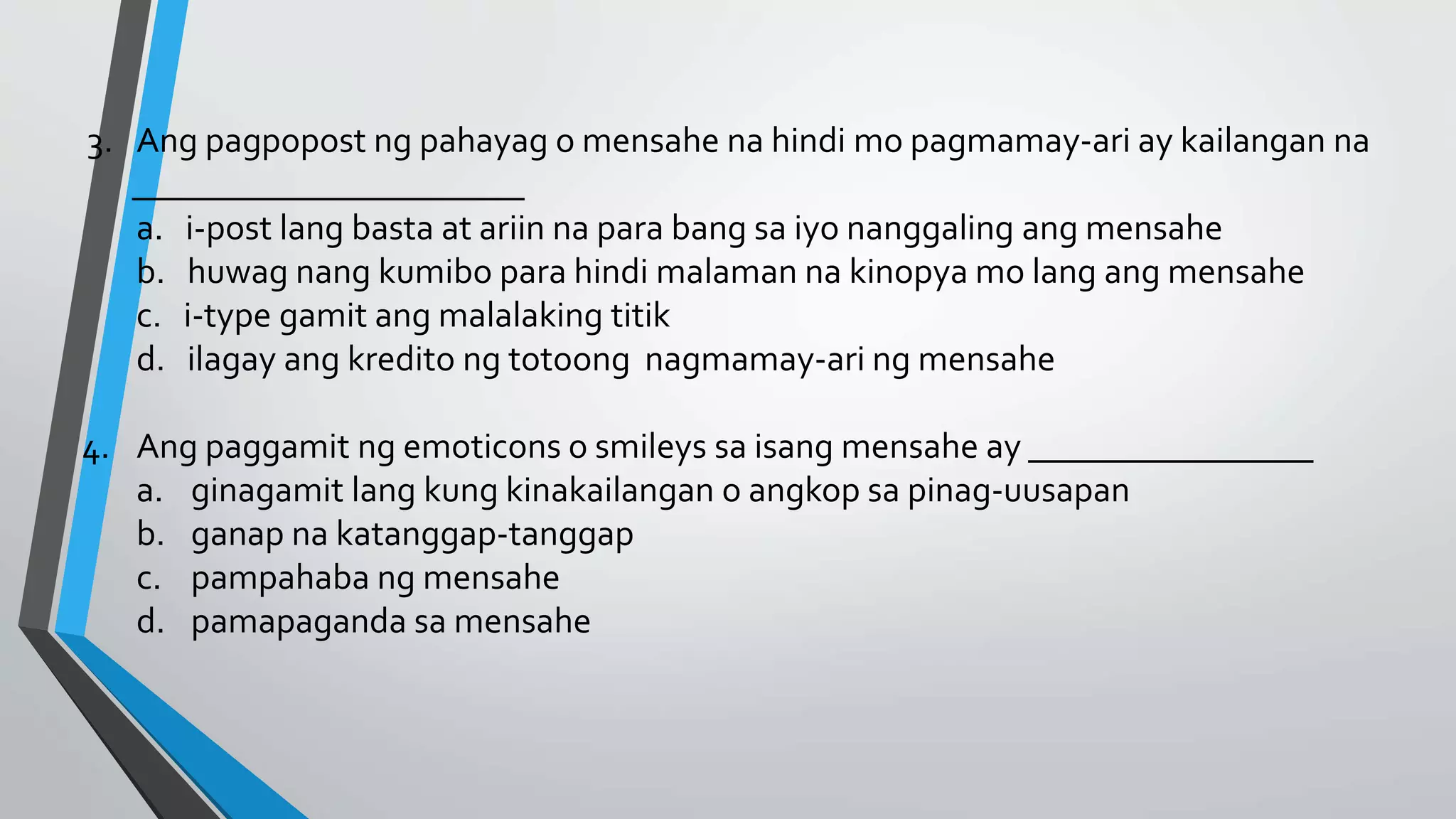 PAGSALI SA DISCUSSION FORUM AT CHAT SA LIGTAS AT RESPONSABLENG ...