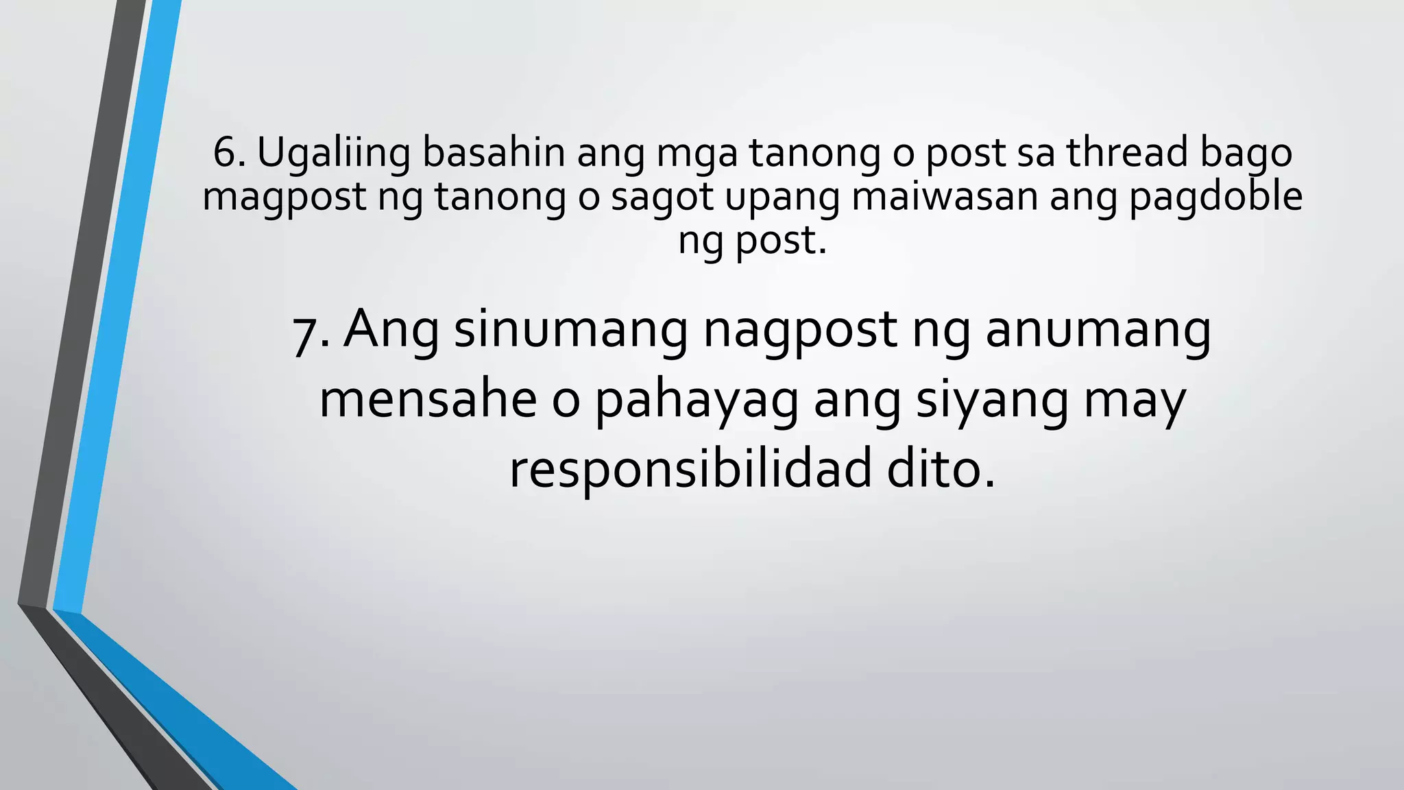PAGSALI SA DISCUSSION FORUM AT CHAT SA LIGTAS AT RESPONSABLENG ...