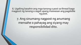 PAGSALI SA DISCUSSION FORUM AT CHAT SA LIGTAS AT RESPONSABLENG ...