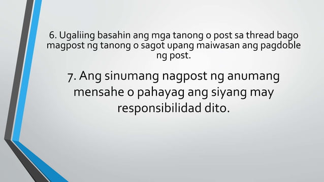 PAGSALI SA DISCUSSION FORUM AT CHAT SA LIGTAS AT RESPONSABLENG ...
