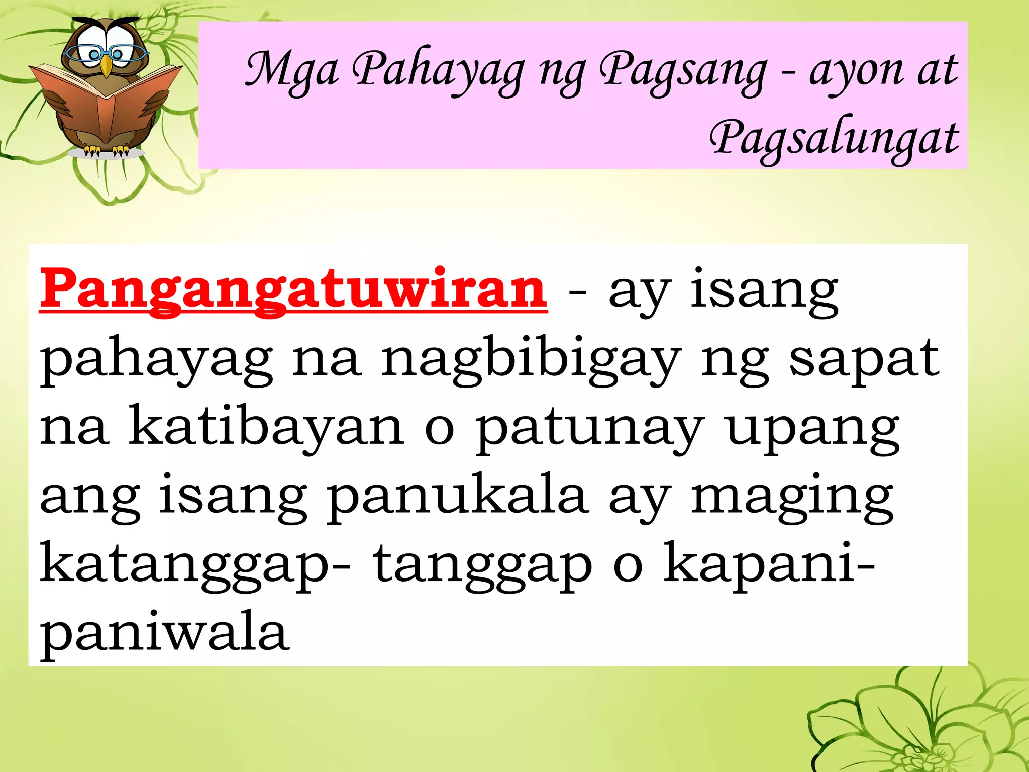 Pag sang ayon at pasalungat | PPT