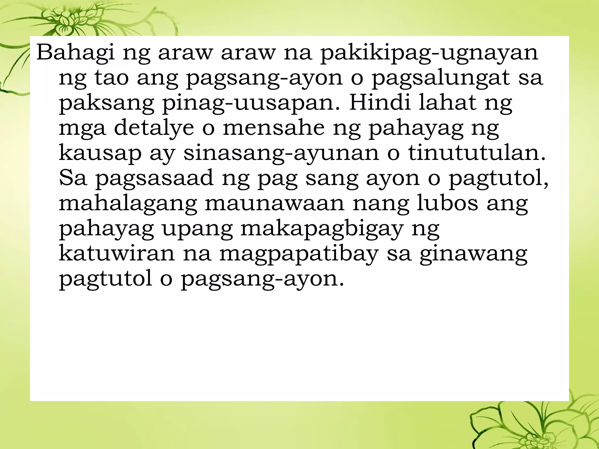 Pag sang ayon at pasalungat | PPT