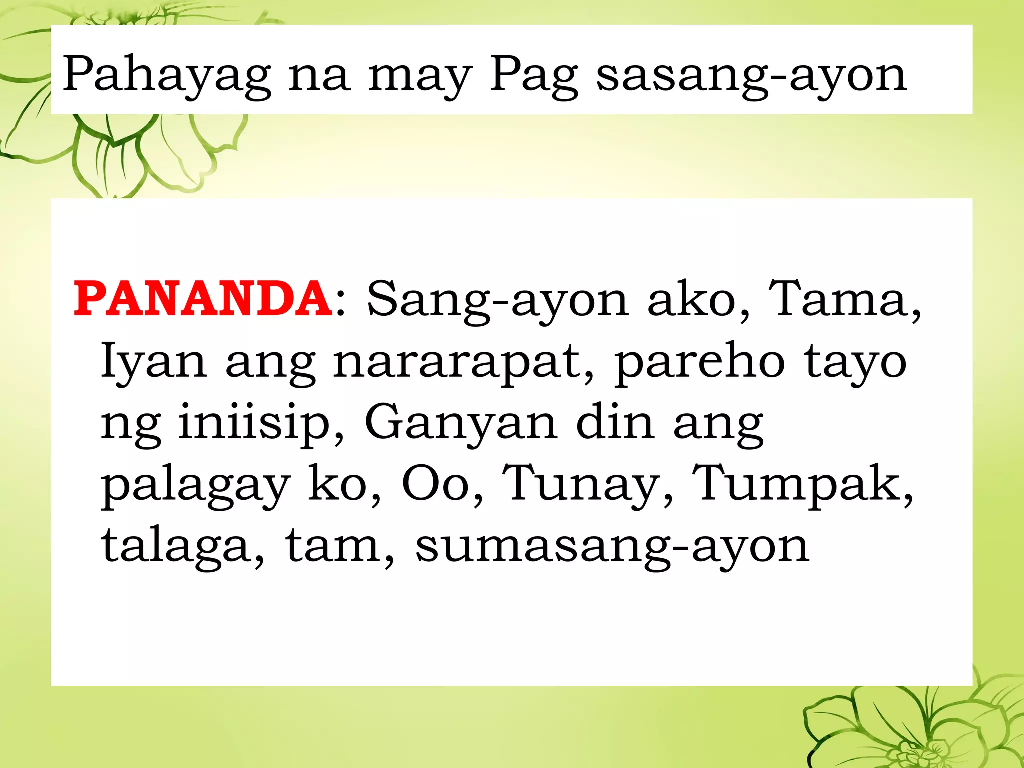Pag sang ayon at pasalungat | PPT