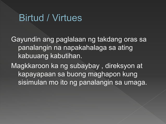Pagsasabuhay ng birtud | PPTX