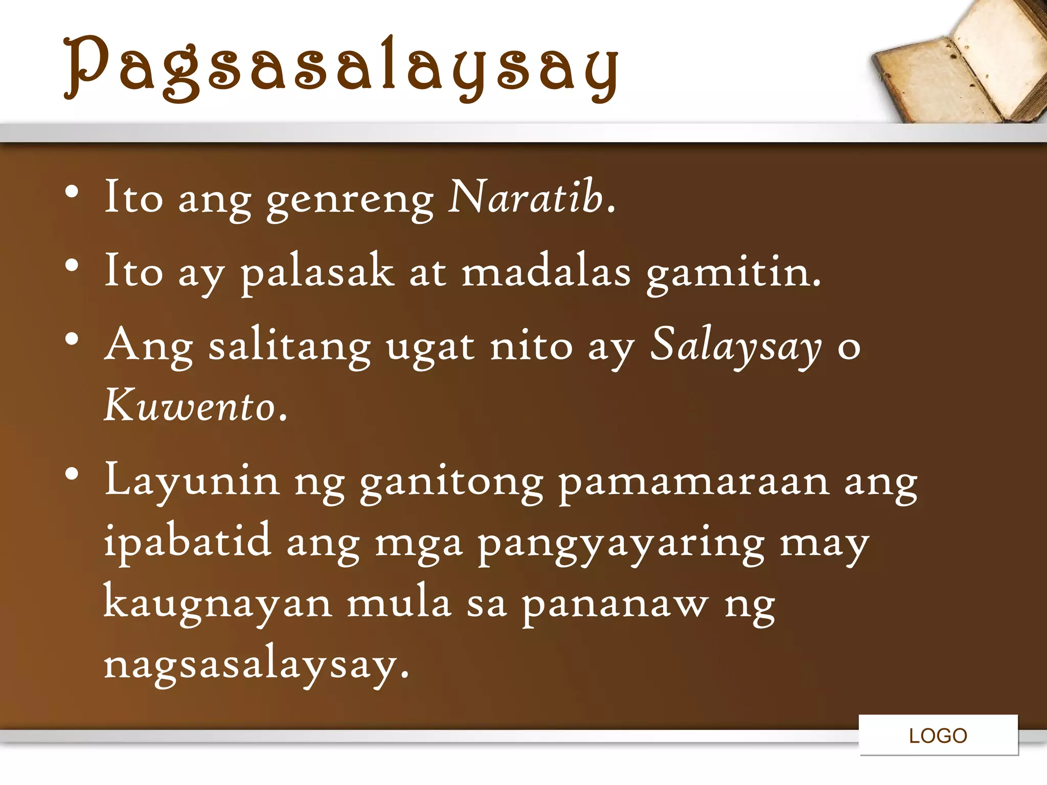 Filipino: Pagsasalaysay | PPT