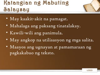 Filipino: Pagsasalaysay | PPT