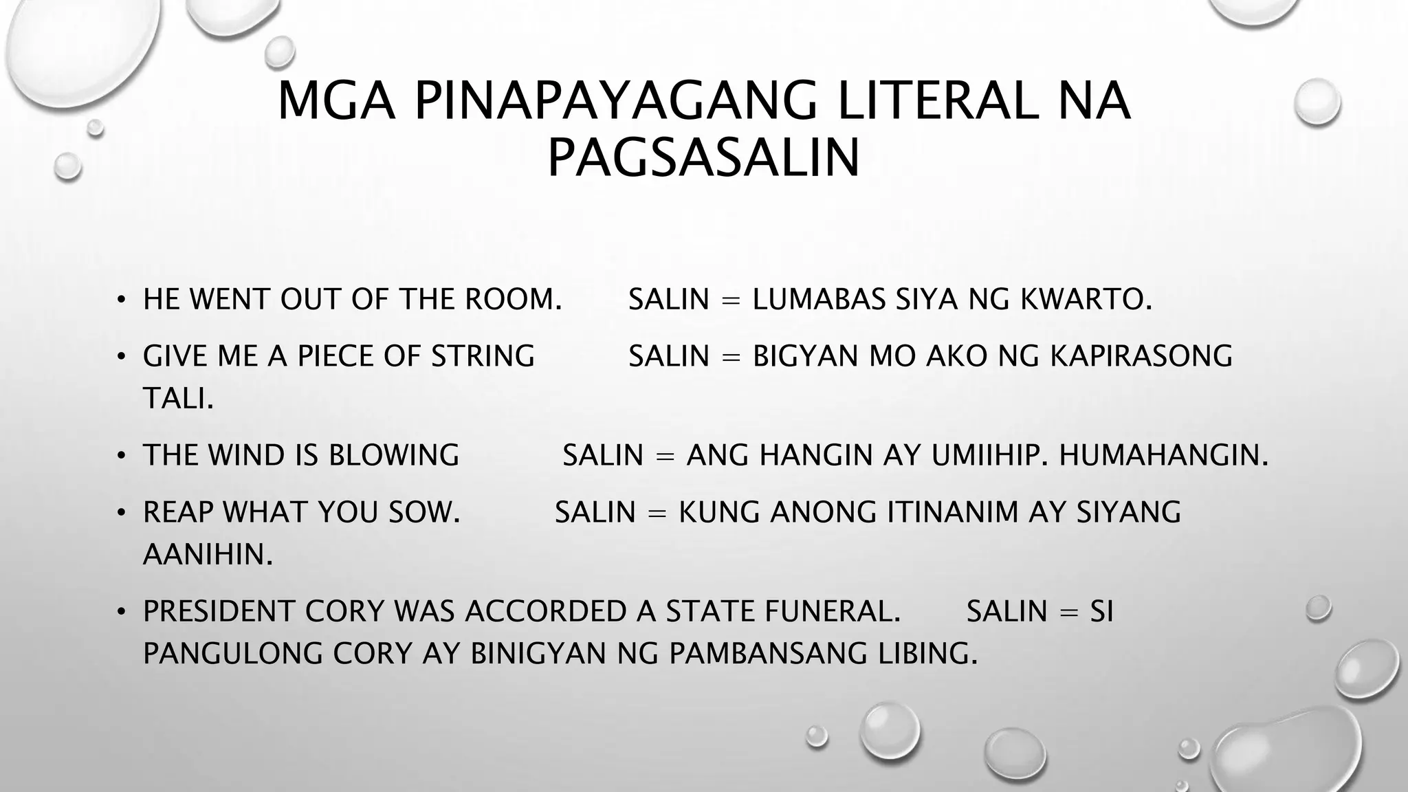 Paghahambing ng Pagsasaling Ingles-Filipino alinsunod sa simulain at ...