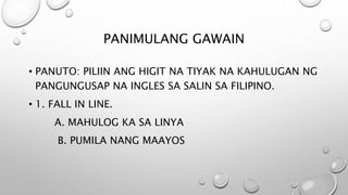 Paghahambing ng Pagsasaling Ingles-Filipino alinsunod sa simulain at ...