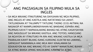 Paghahambing ng Pagsasaling Ingles-Filipino alinsunod sa simulain at ...