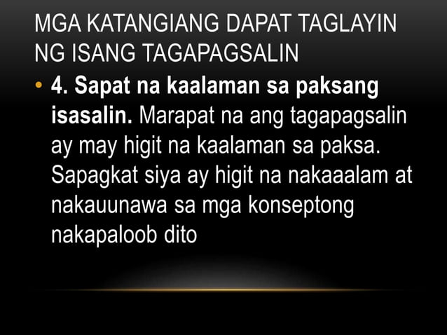 mga katangian na dapat taglayin ng tagapagsalin | PPTX