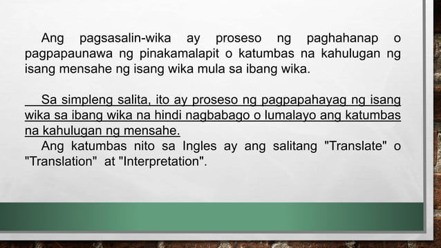 Pagsasaling wika | PPT