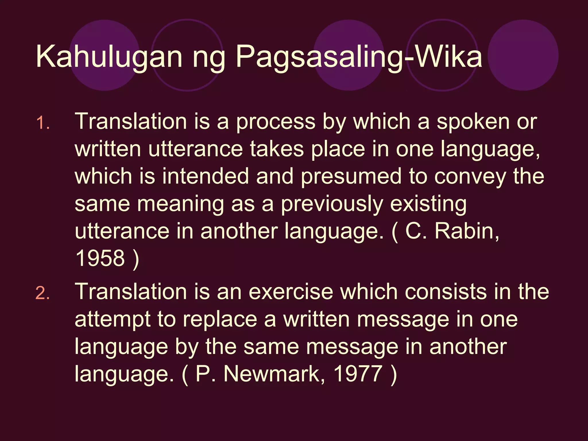 Pagsasaling wika | PPT