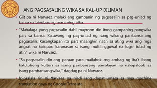 Pagsasaling wika, ph d filipino ramcee moreno tolentino mag aaral | PPTX