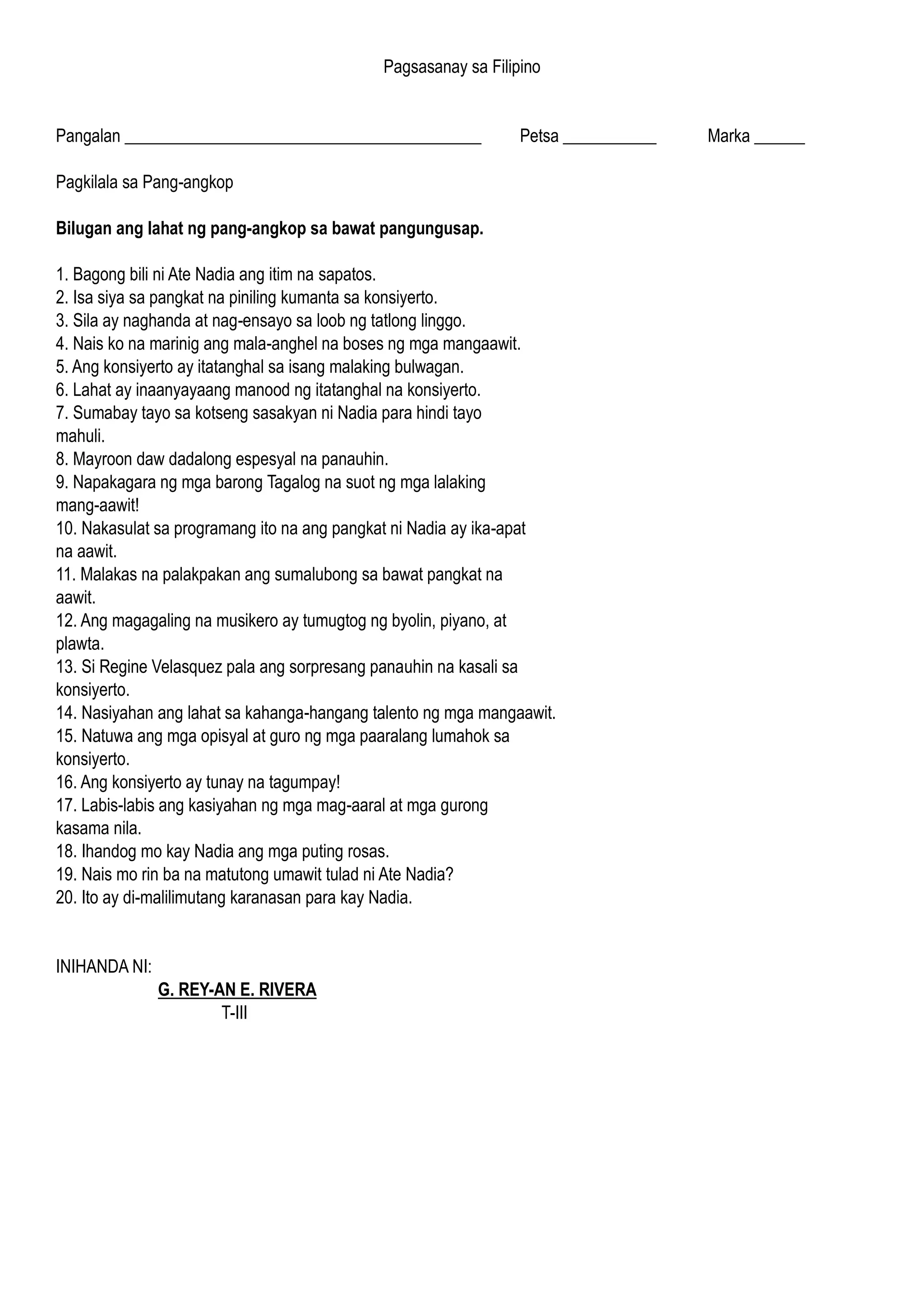 Pagsasanay sa Filipino.docxjgygkjkogftfx | DOCX