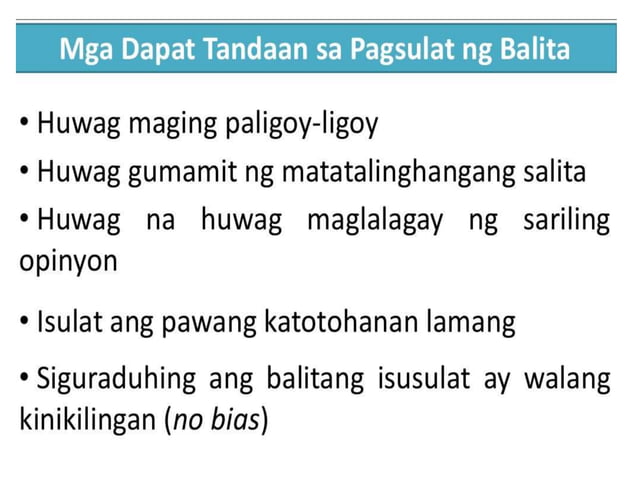 Pagsulat ng Di-Piksyon na Balita | PPT