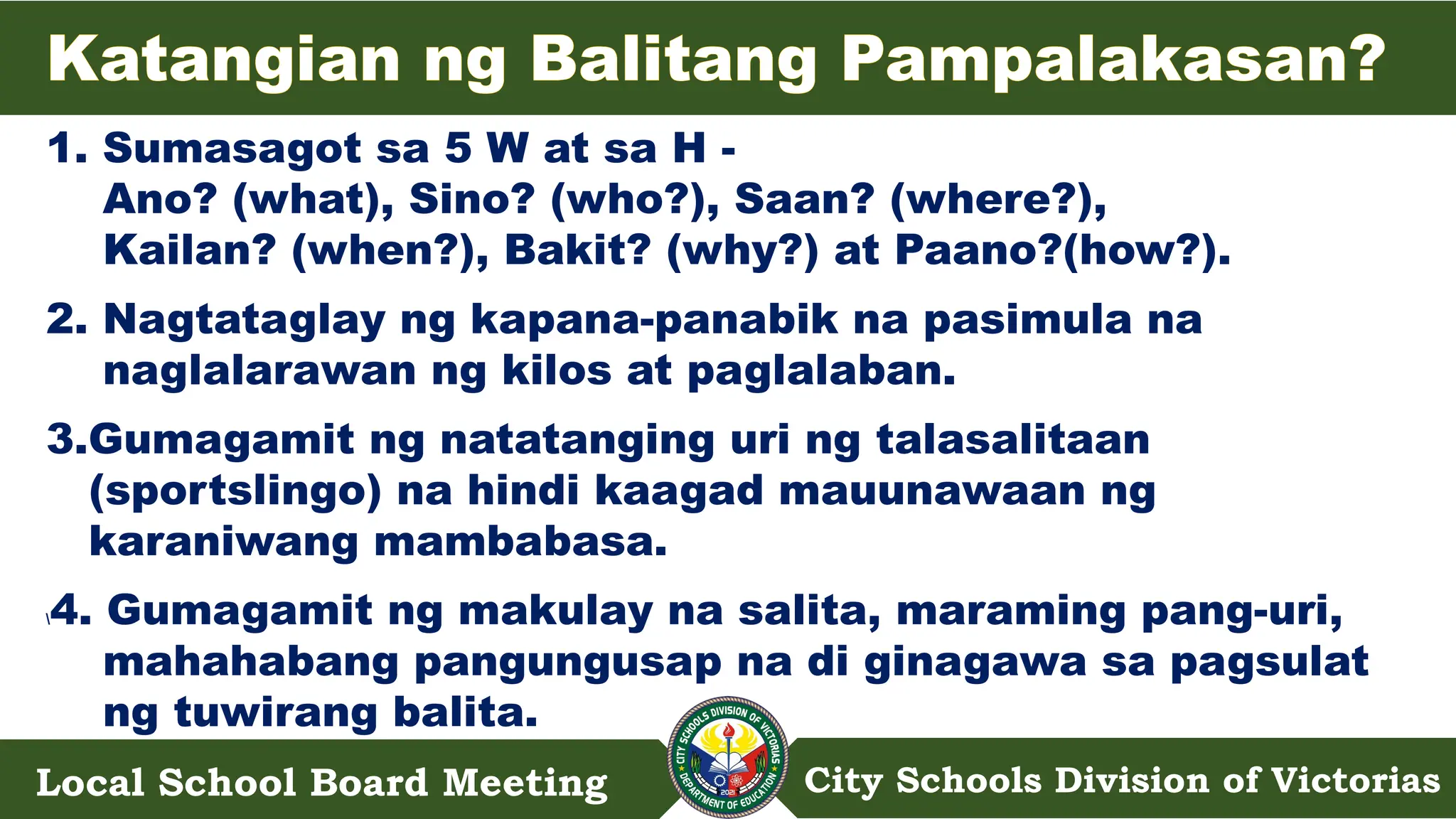 PAGSULAT NG BALITANG pampalakasan O ISPORTS | PPTX