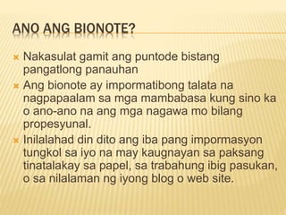 Pagsulat ng bionote | PPT