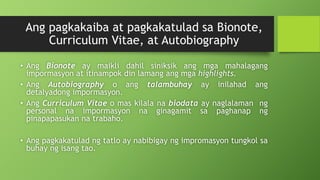 Pagsulat ng Bionote | PPTX