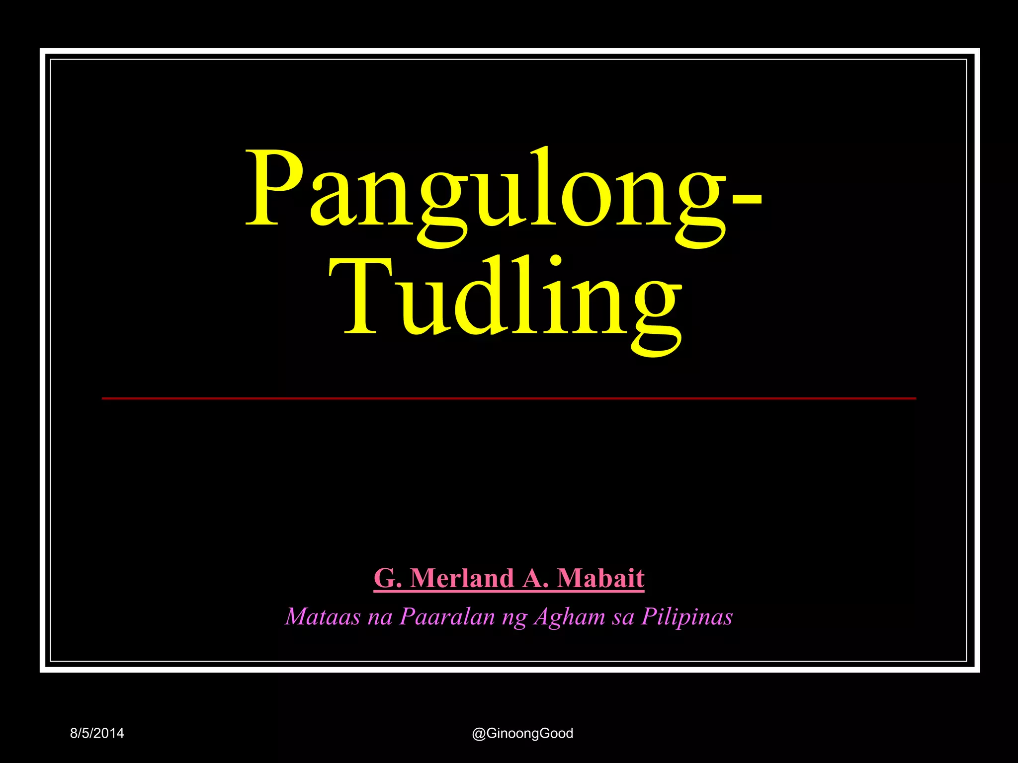 Pagsulat ng Pangulong-tudling (Editorial) | PPTX