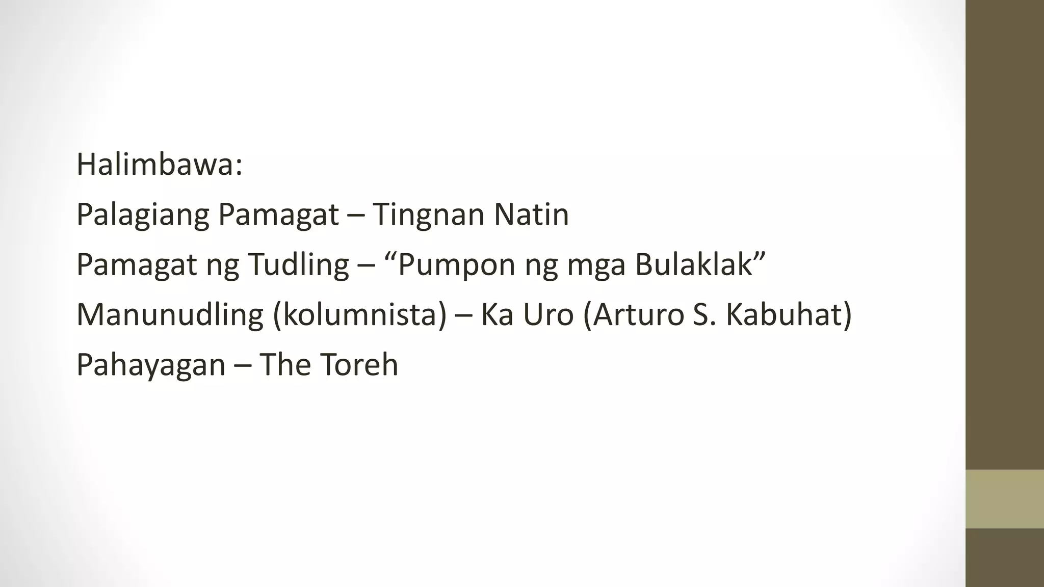 Pagsulat ng Pangulong Tudling o Editoryal | PPTX