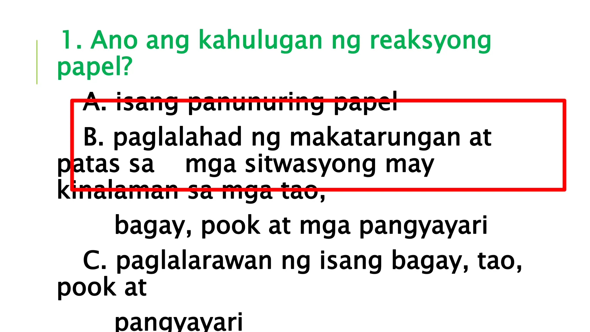 PAGSULAT NG REAKSYONG PAPEL (paano nga ba ang pagsulat ng reaksyng ...