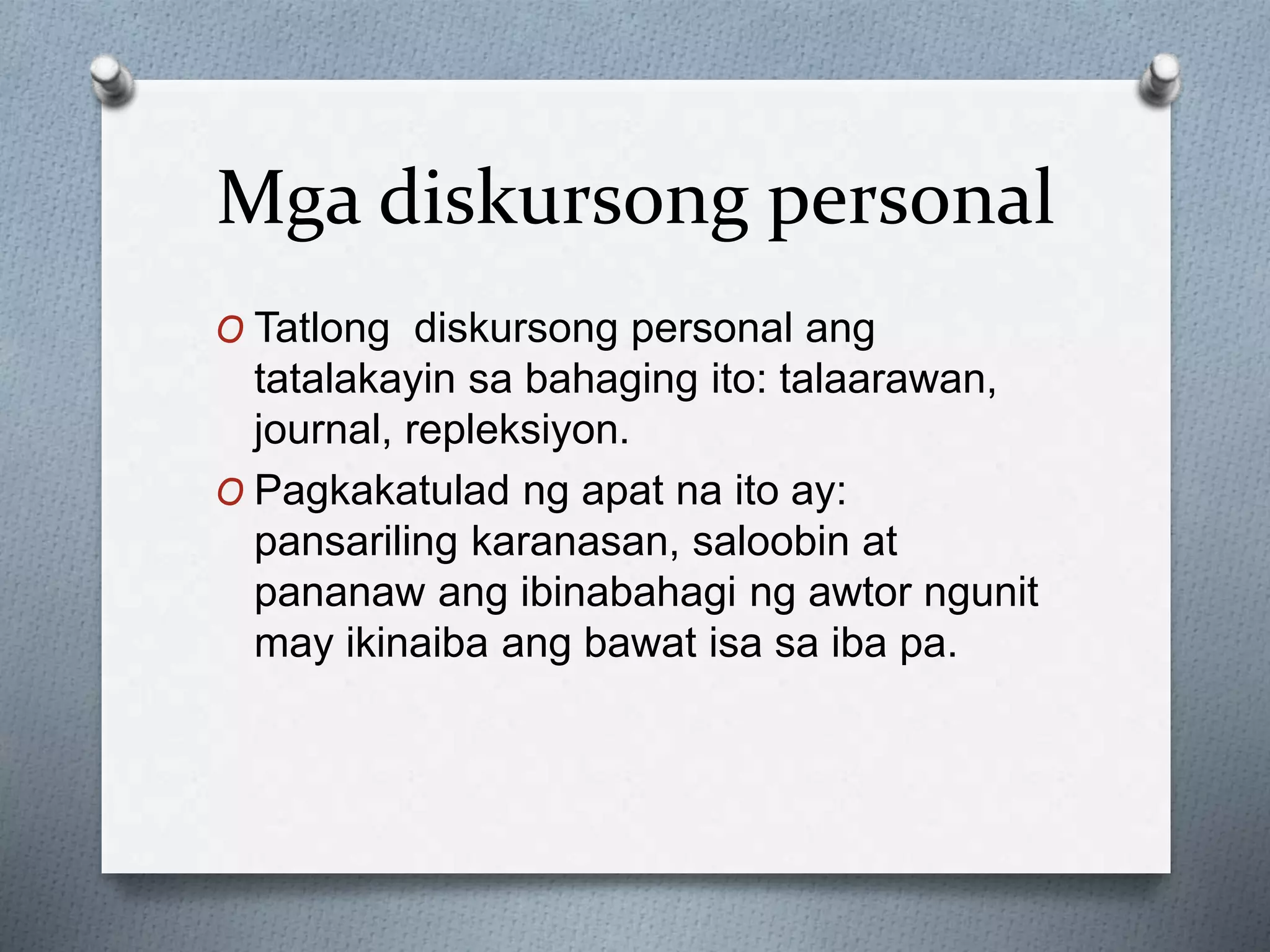 Malikhaing Di Piksyon na Pagsulat ng Talaarawan | PPTX