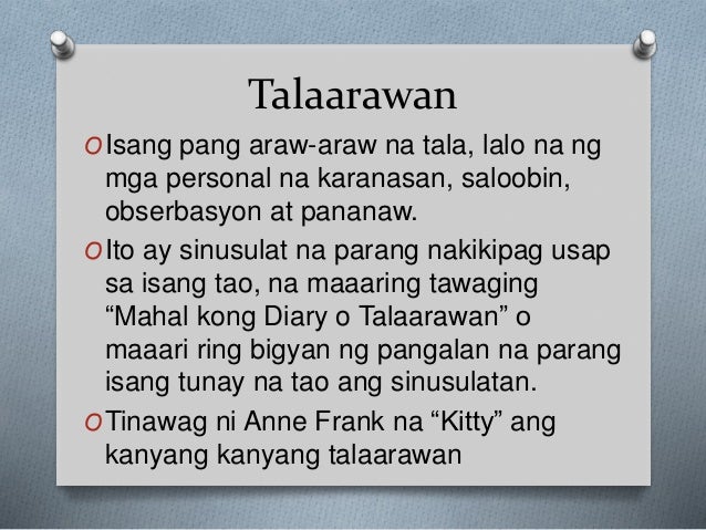 Malikhaing Di Piksyon na Pagsulat ng Talaarawan