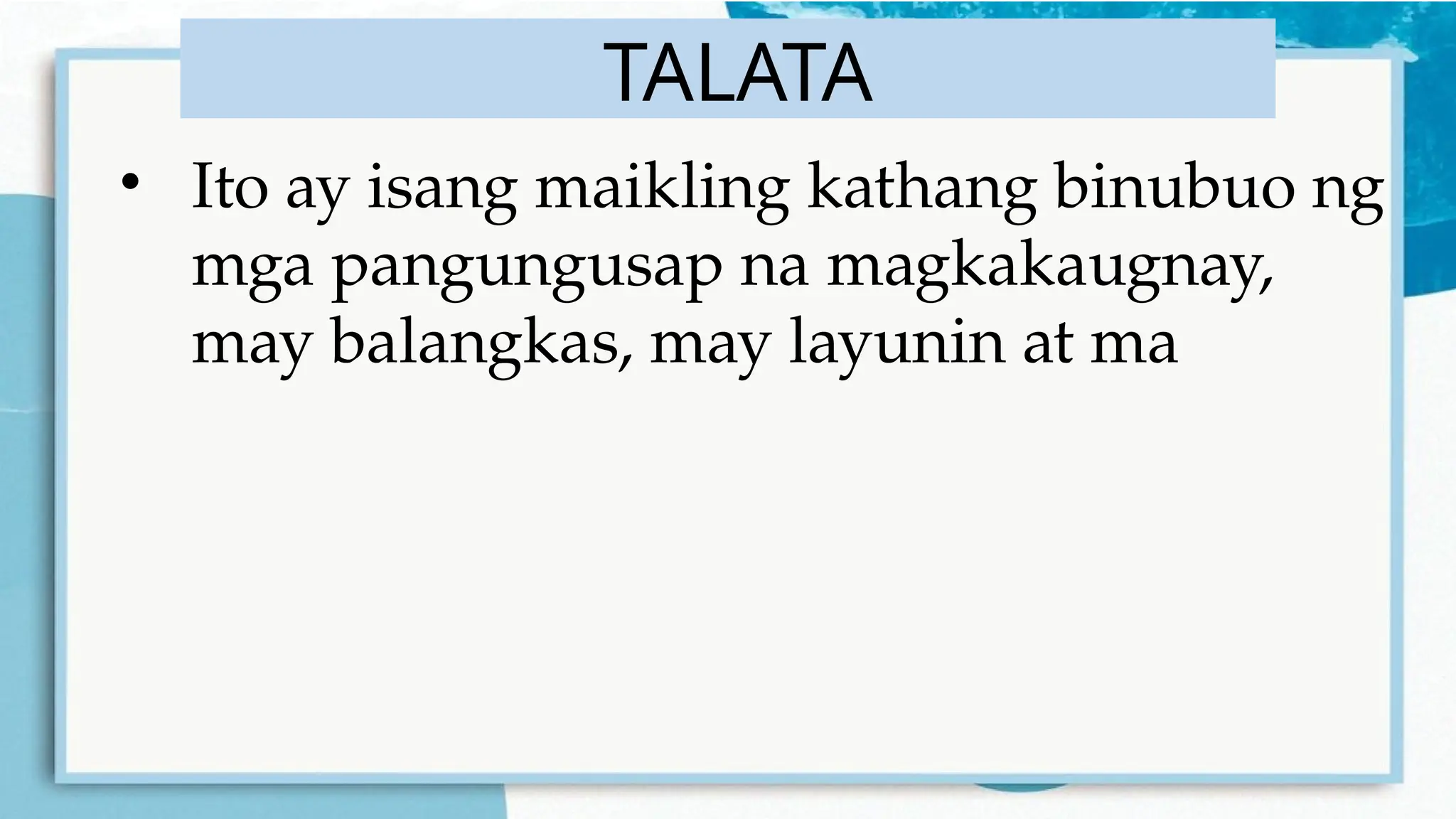 kahulugan, kahalagahan, bahagi, anyo at halimbawa ng talata | PPT
